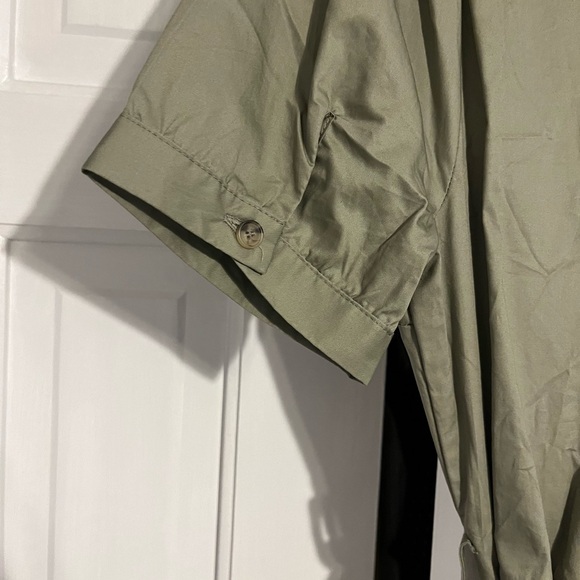 By The River | Dresses | Full Button Short Sleeve Green Midi Dress With ...